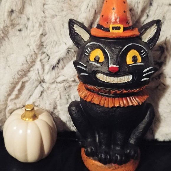 Holiday New Retro Vintage Style Halloween Black Cat Decor Figure Statue Smiling Statue Poshmark